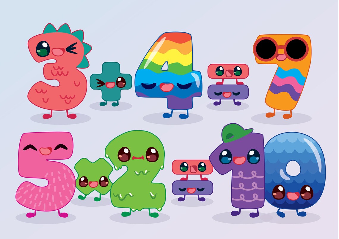 Number Clipart Cute Number Doodle Kawaii Character Number - Etsy