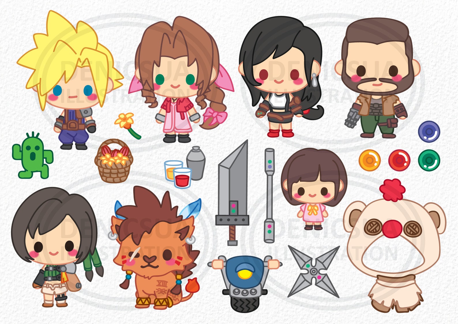 FF7 Clipart FFVII Vector Video Game Doodle Kawaii Cloud - Etsy Canada