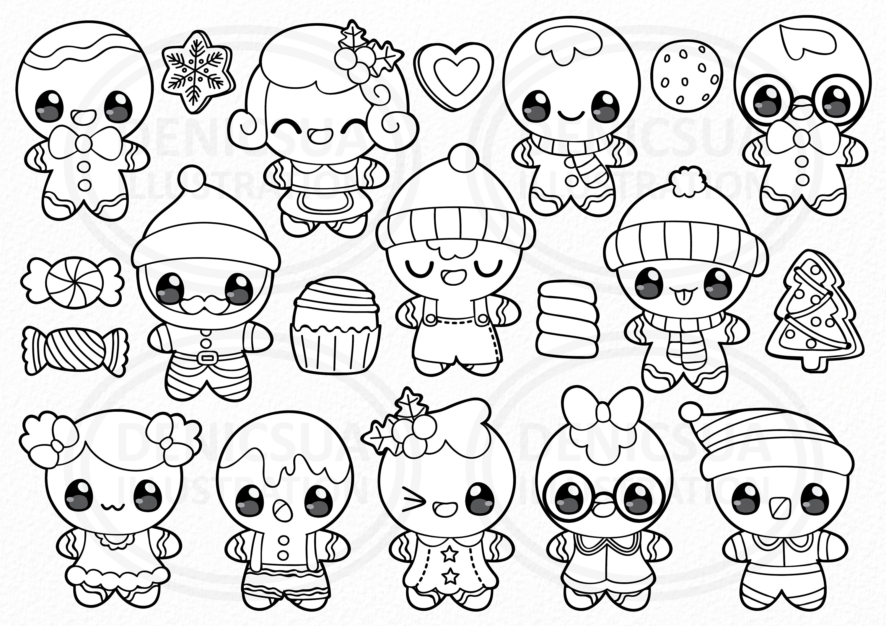 Gingerbread Man Clipart Christmas Food Vector Kawaii - Etsy Canada