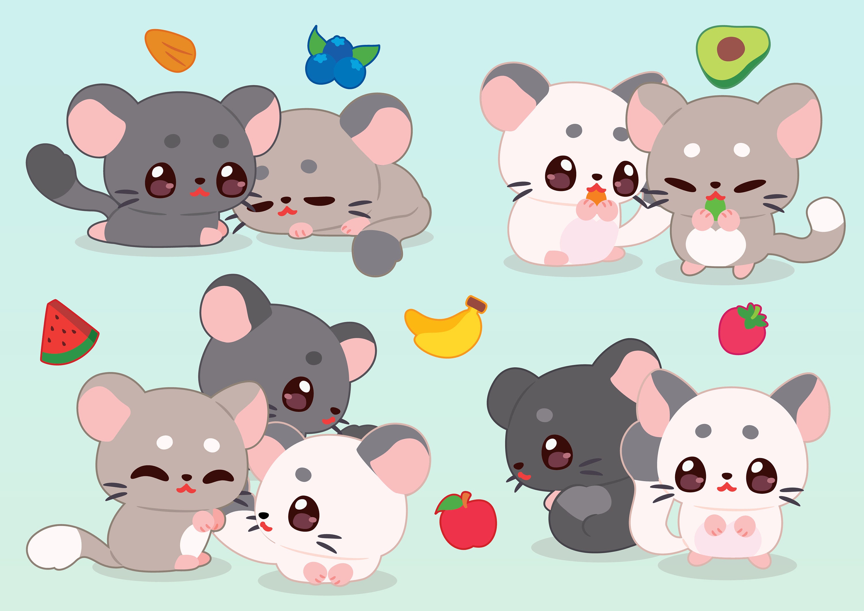 Chinchilla Clipart Kawaii Chinchillas Baby Chinchilla Rat - Etsy
