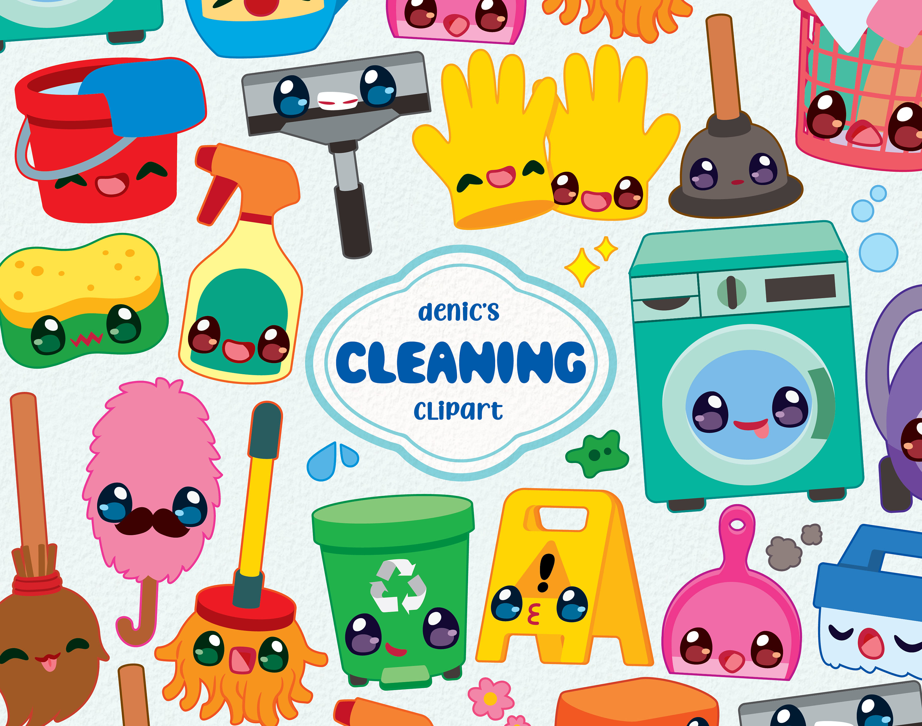 Cleaning Clipart Household Vector Home Clean Illustration - Etsy