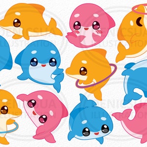 Dolphin Clipart, Ocean Animal, Cute Dolphin Vector, Blue Swimmer, Aqua ...