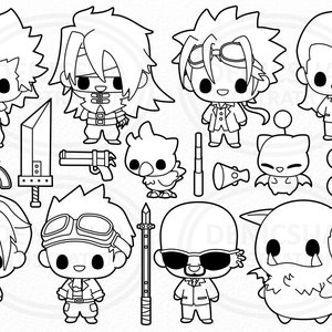 FF7 Clipart, FFVII Vector, Video Game Doodle, Kawaii Zack Vincent, Cute ...