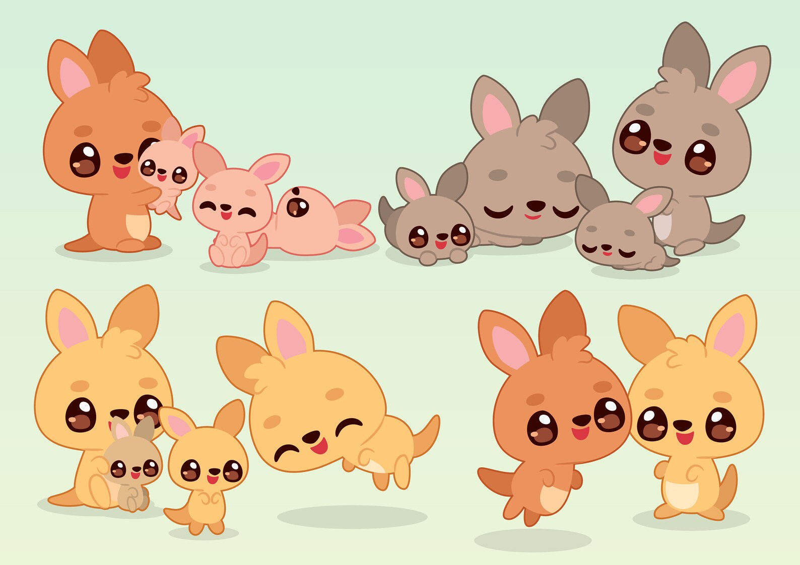 Kangaroo Clipart Chibi Kangaroo Cute Animal Kangaroo - Etsy