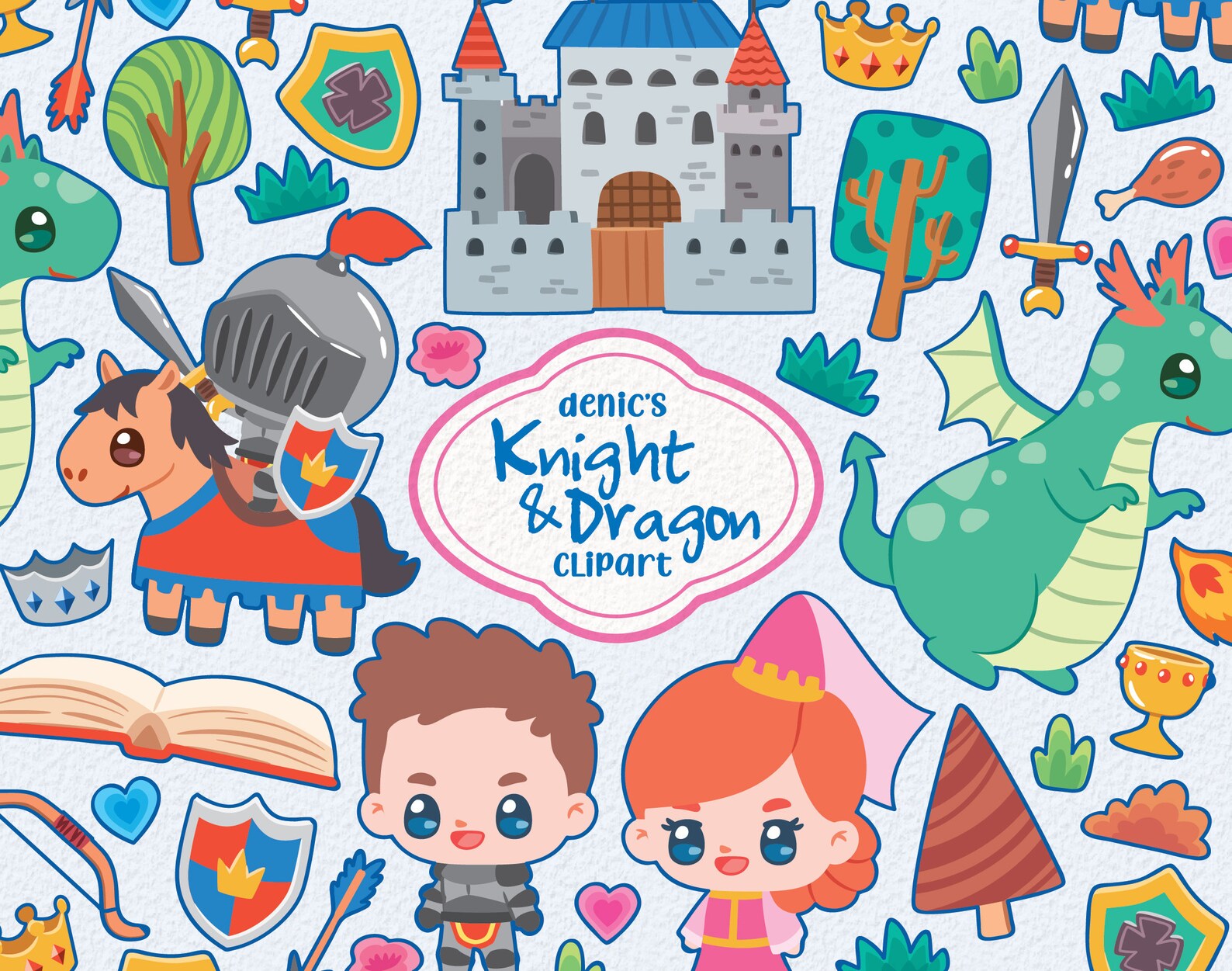 Knight & Dragon Clipart Princess Knight Clip Art Fairy Tail - Etsy