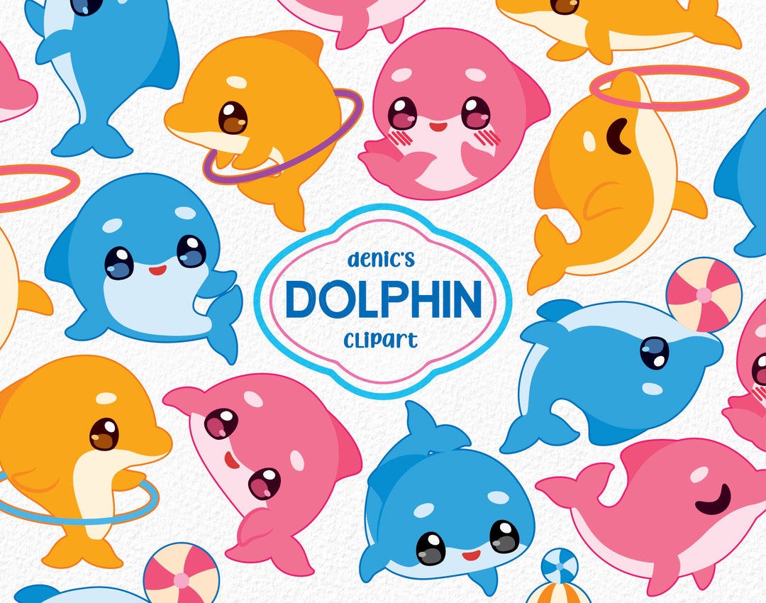 Dolphin Clipart, Ocean Animal, Cute Dolphin Vector, Blue Swimmer, Aqua ...