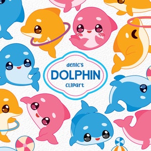 Dolphin Clipart, Ocean Animal, Cute Dolphin Vector, Blue Swimmer, Aqua ...