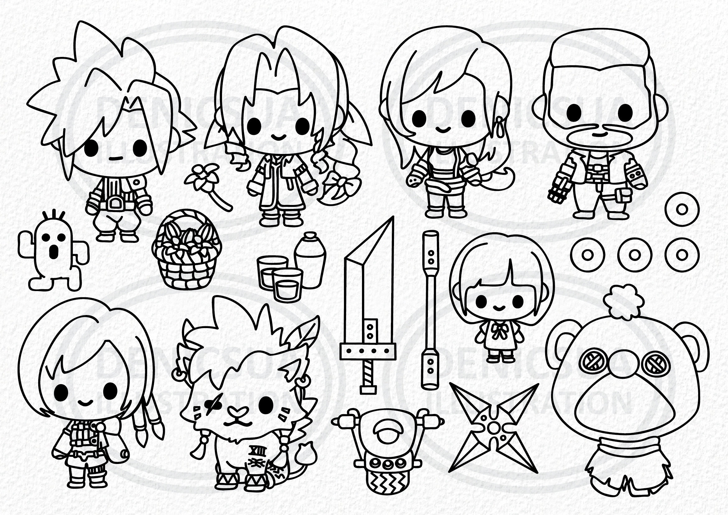 FF7 Clipart FFVII Vector Video Game Doodle Kawaii Cloud - Etsy Canada