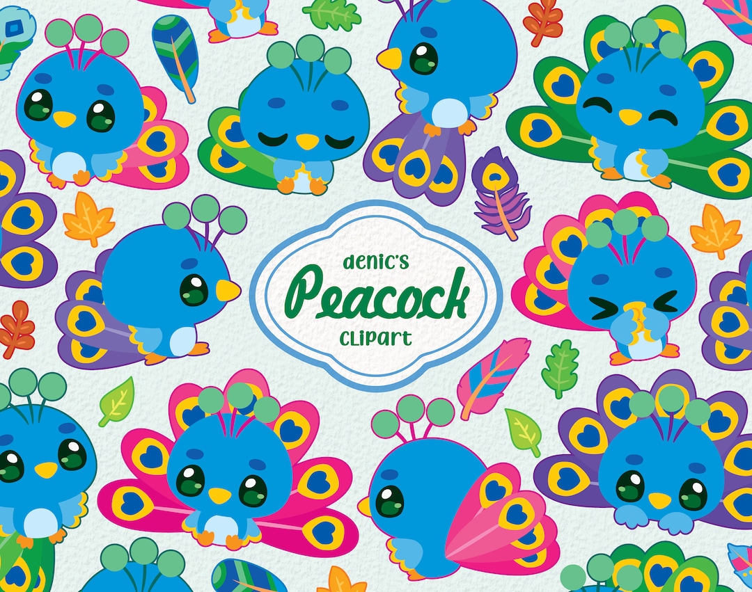 Peacock Clipart Chibi Peacock Beautiful Peafowl Fabulous - Etsy Denmark