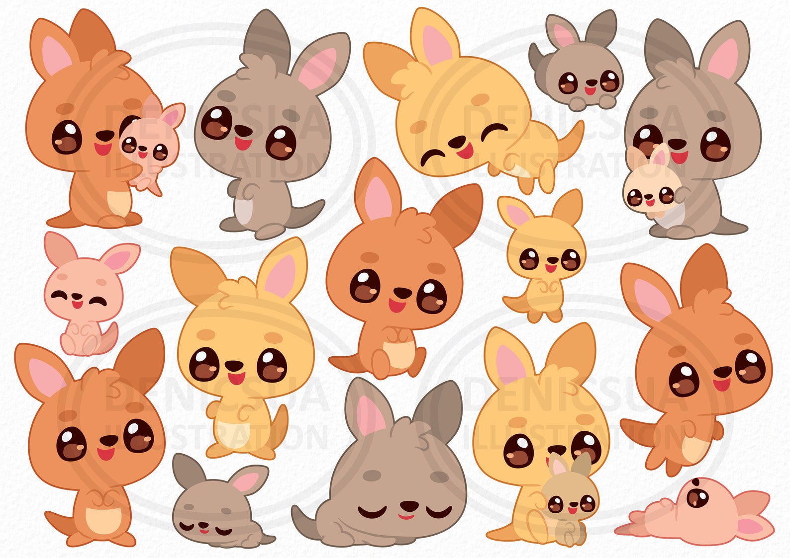 Kangaroo Clipart Chibi Kangaroo Cute Animal Kangaroo - Etsy