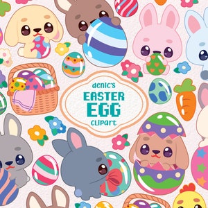 Easter Egg Clipart, Cute Bunny Vector, Easter Chicken, Floral Easter ...