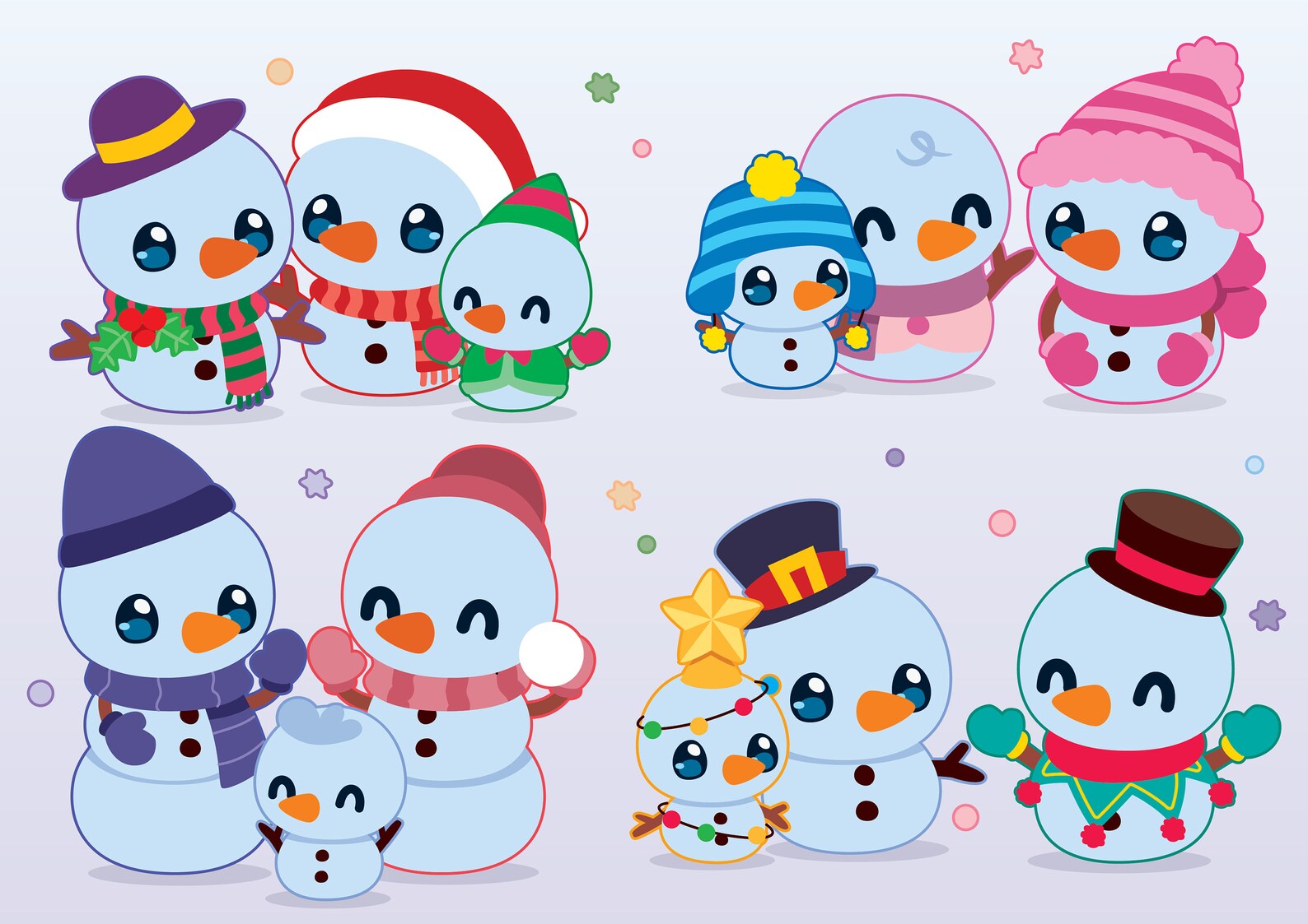 Snowman Clipart Xmas Vector Snow Ball Illust Winter Season - Etsy