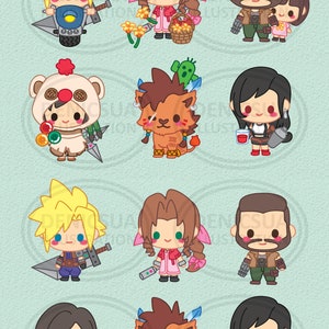 FF7 Clipart, FFVII Vector, Video Game Doodle, Kawaii Cloud Tifa, Cute ...