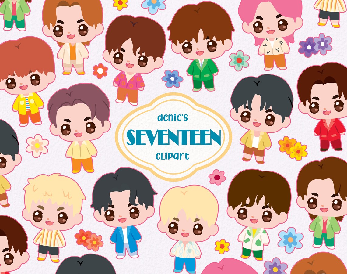 Seventeen Clipart Kpop Seventeen Group SVT Korea Boy Band - Etsy