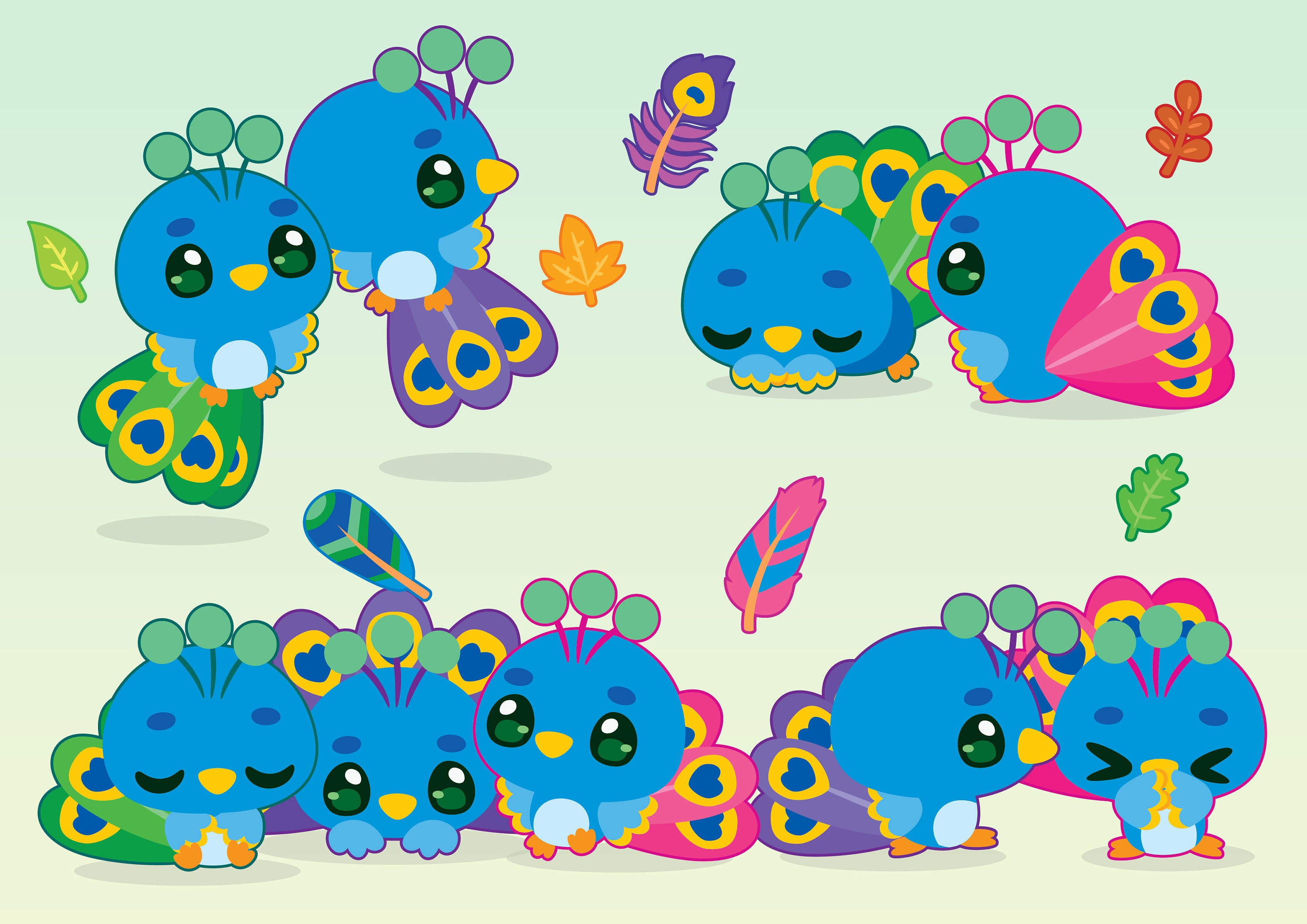 Peacock Clipart Chibi Peacock Beautiful Peafowl Fabulous - Etsy Denmark