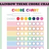 Kids Chore Chart Printable | Rainbow Colour Theme | Daily Checklist - Etsy