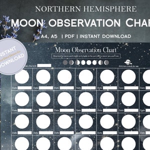 Moon Observation Chart Northern Hemisphere Moon Phase Tracker Diary ...