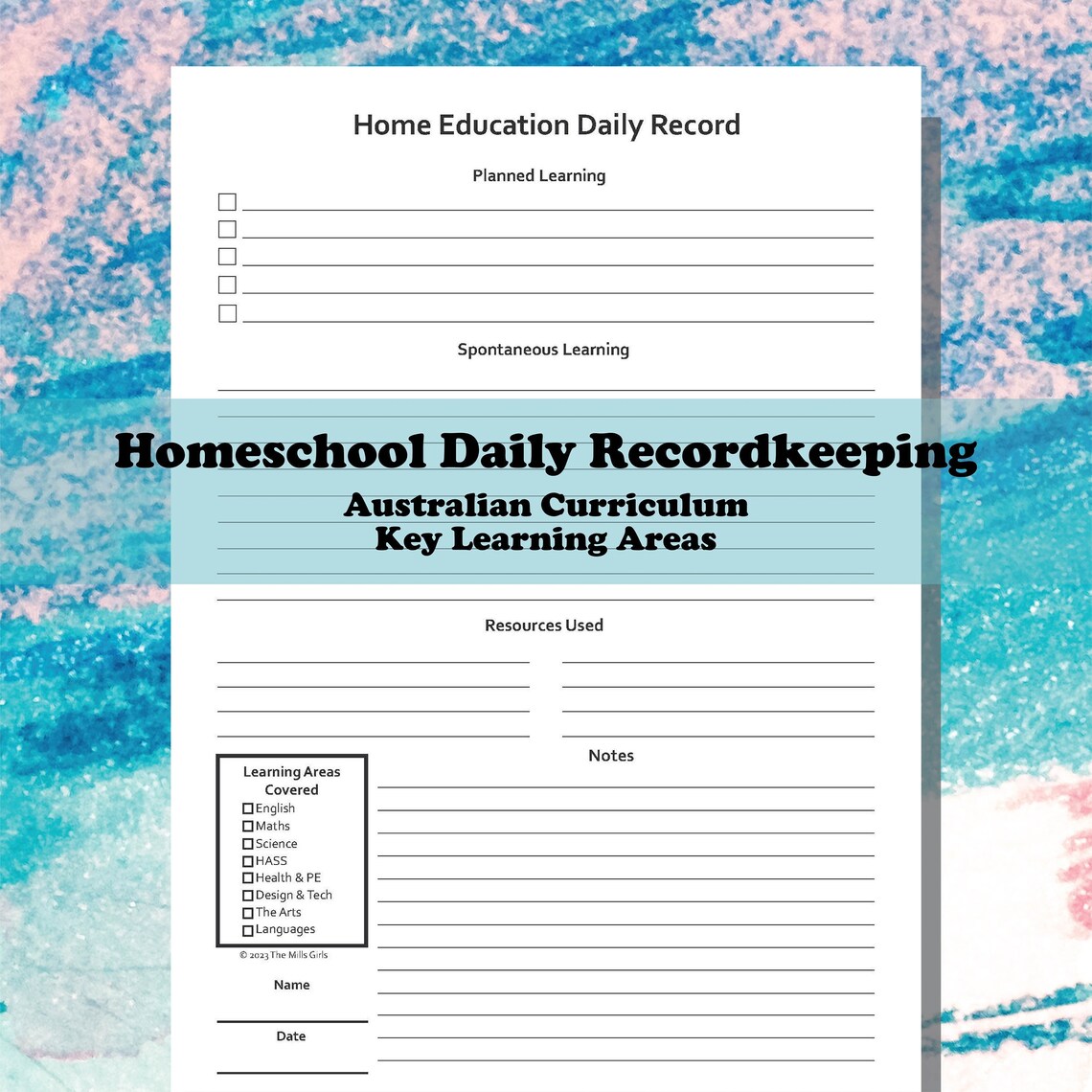Homeschool Printable | Home Education Daily Record | Minimalist ...