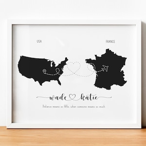 Personalised Map Print - Any Two Countries or States - Custom Map Art ...