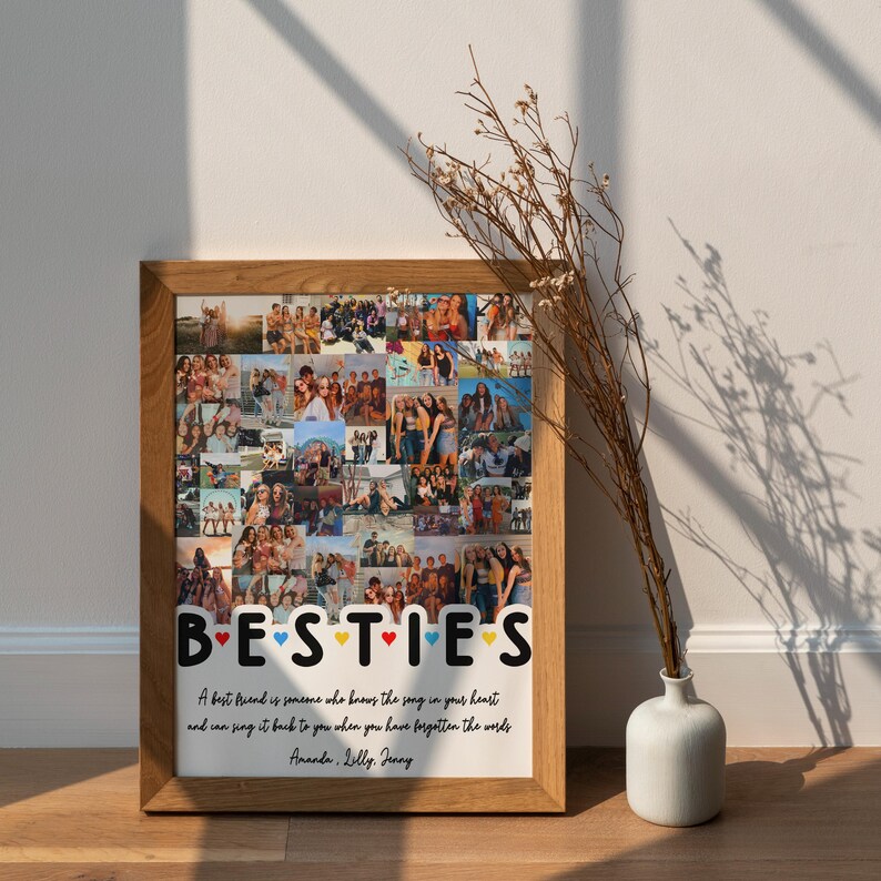Best Friends Photo Collage, Personalized Bestie Gift, Custom Friendship ...