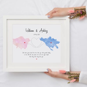 Personalised Map Print - Any Two Countries or States - Custom Map Art ...