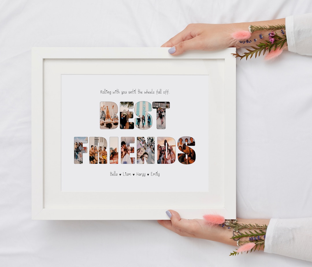Custom Friends Word Photo Collage, Best Friend Birthday Gift ...