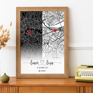 Personalised Map Print, Custom Couples Gift, Customised Travel Wall Art ...