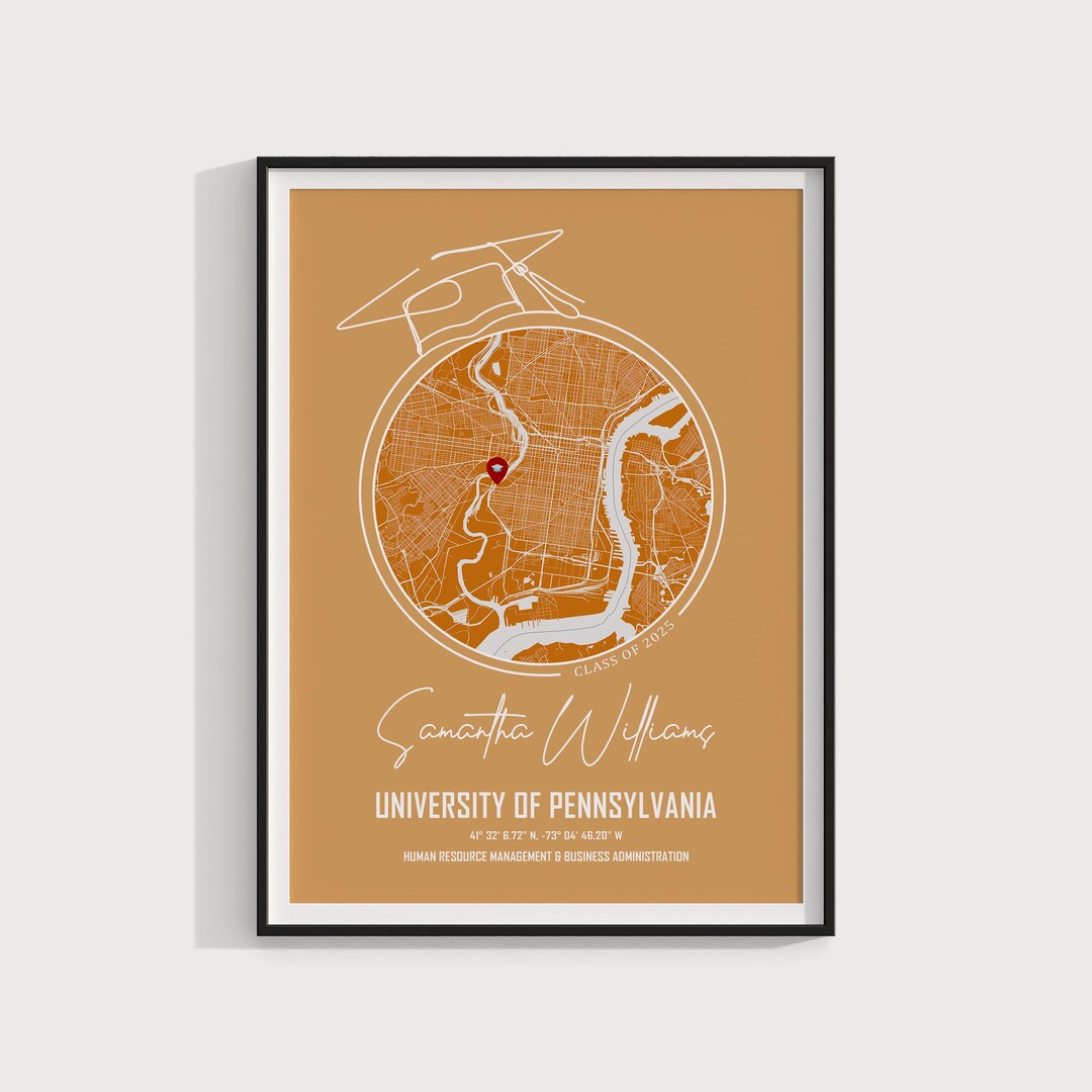 Graduation Map Gift, Custom College Map, University Graduation Gift ...
