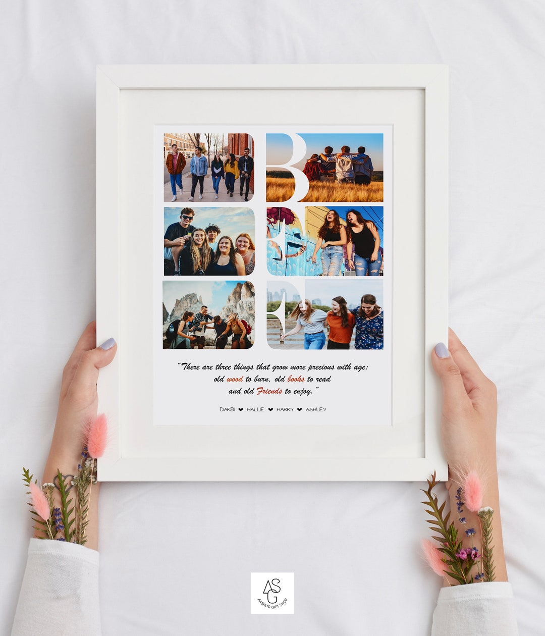 Best Friend Bff Word Custom Photo Collage Best Friend Gift Idea for ...
