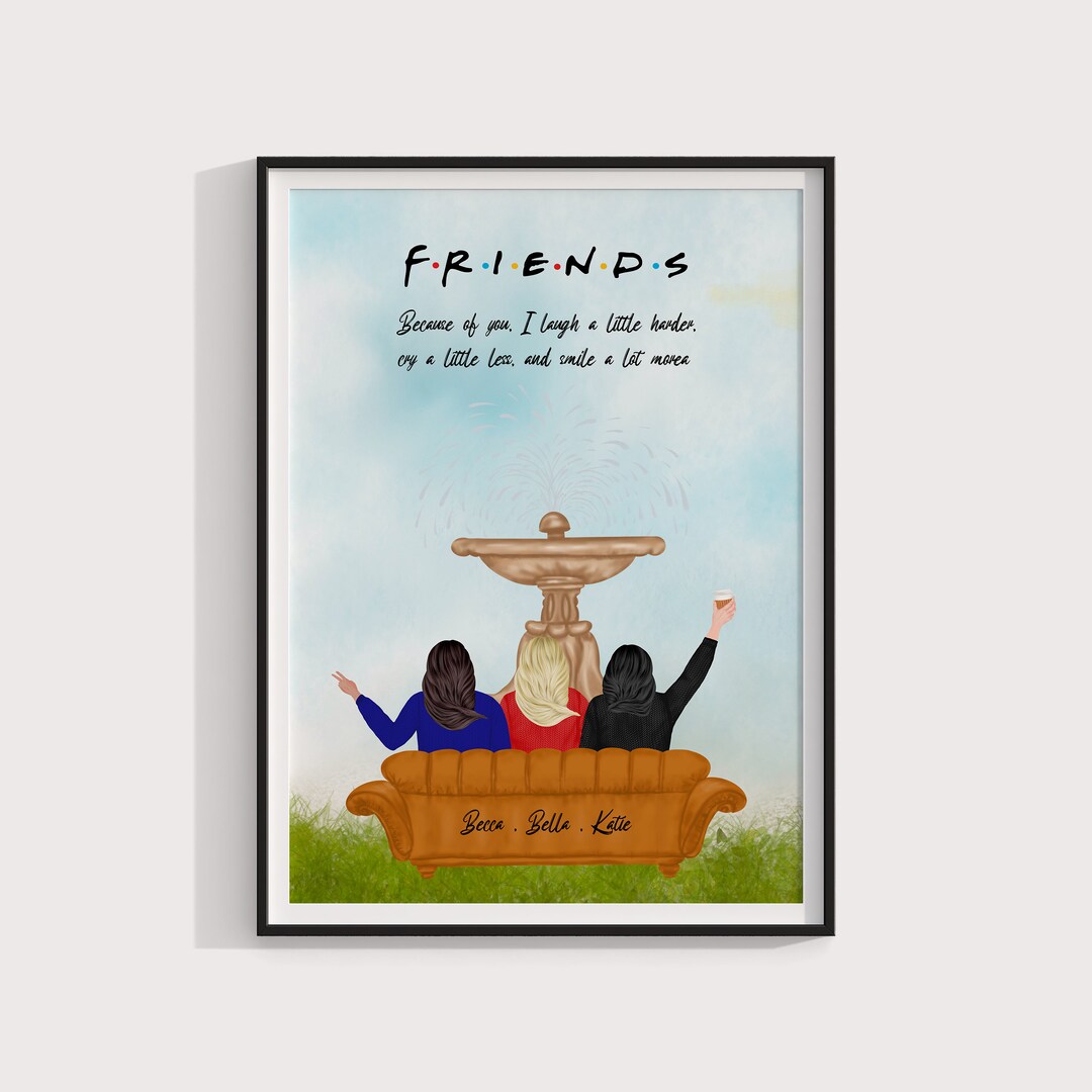 Custom Print Art for Best Friend • Personalized Girl Friends Portrait ...