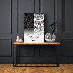 Personalised Map Print, Custom Couples Gift, Customised Travel Wall Art ...