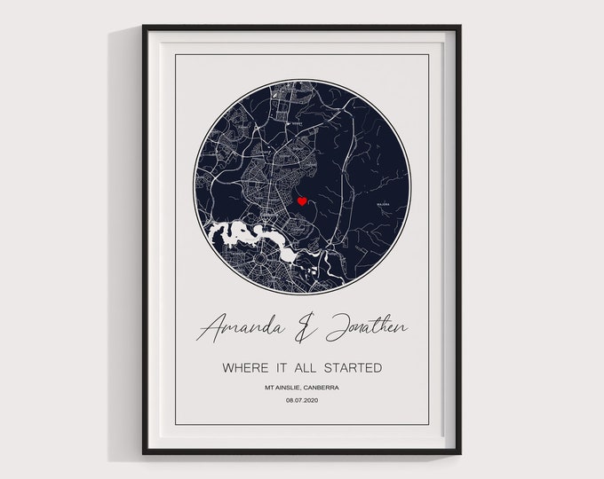 Where We Met Map Where It All Began Anniversary Gift - Etsy