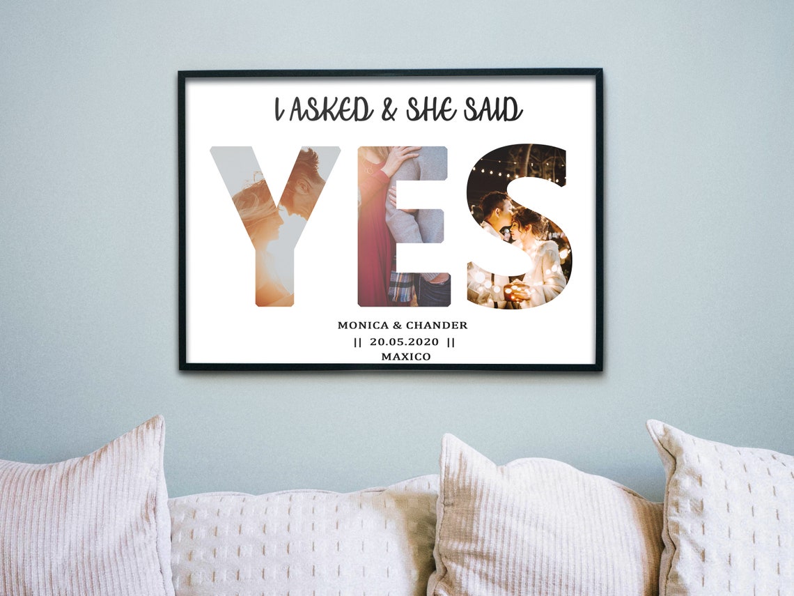 She Said Yes Custom Personalized Engagement Gift for Couple - Etsy