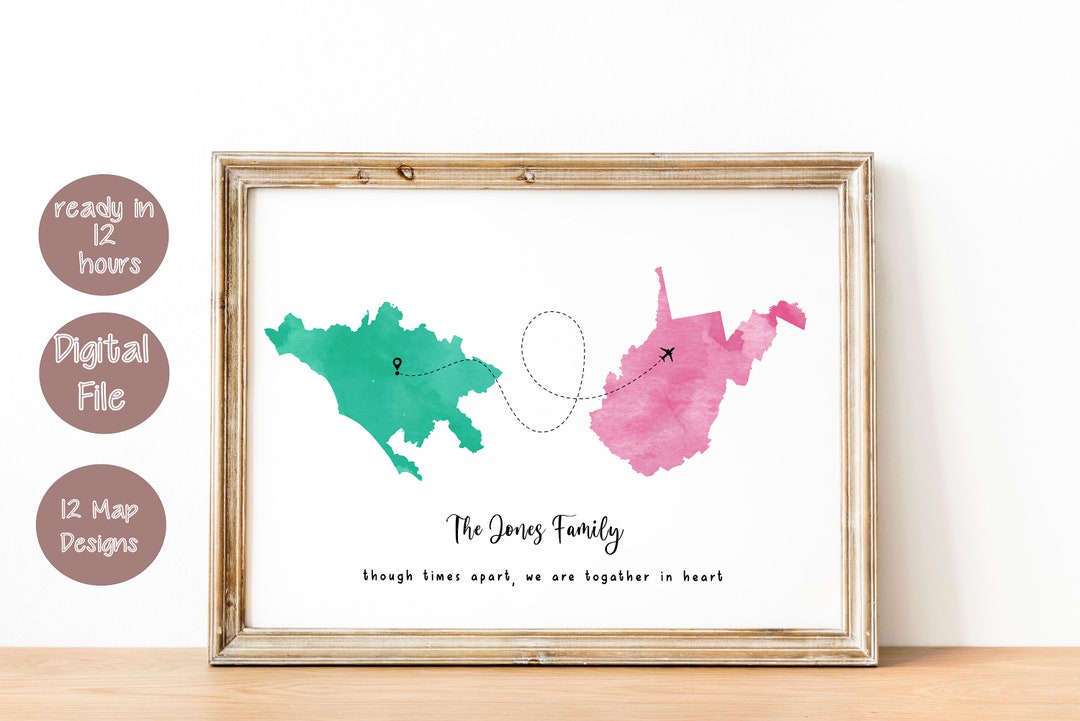 Personalized Family Gift, Long Distance Gift, Custom Family Map States ...