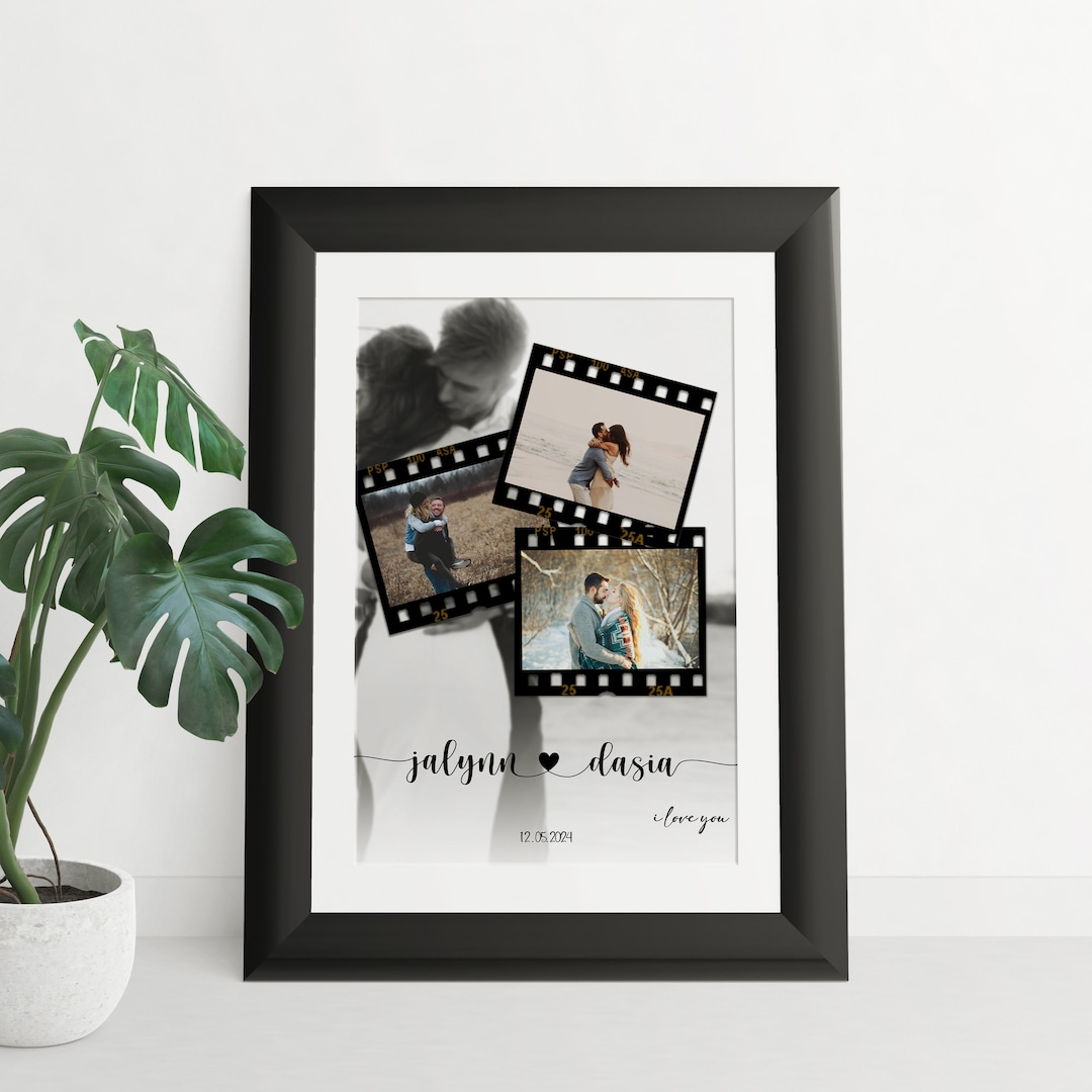 Custom Memory Film Strip Photo Collage Canvas, Camera Roll Retro ...