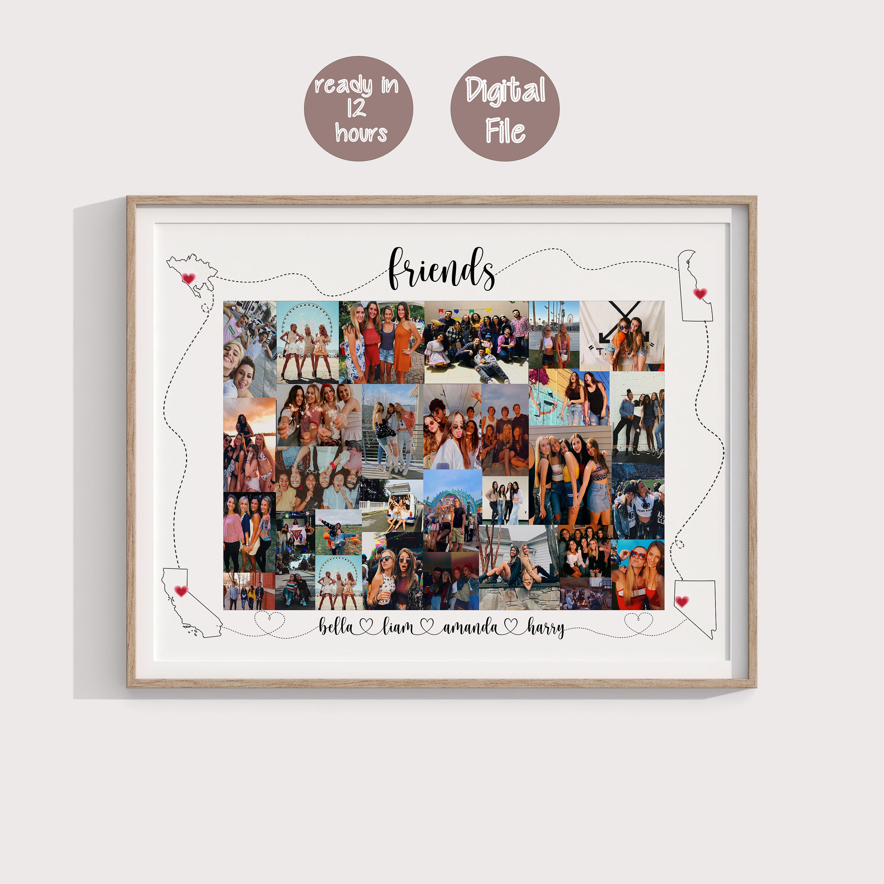 Best Friend Photo Collage, Personalized Bff Photo Collage, Best Friend ...