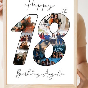 18th Birthday Photo Collage, 18th Birthday Gift, Birthday Number 18 ...