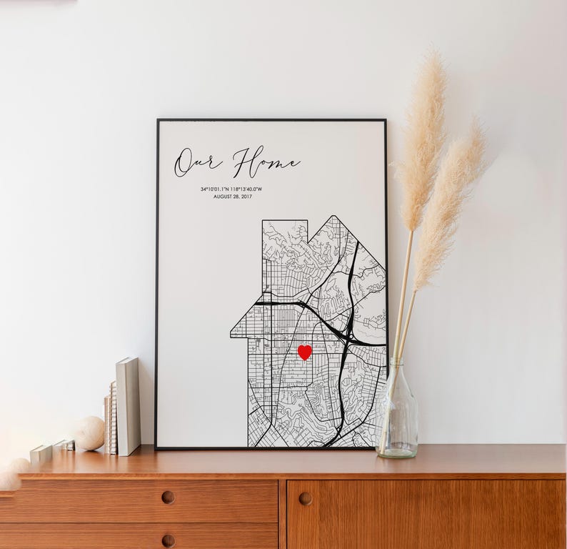 New Home Map Art, Custom Address Map Print, First Home Gift ...