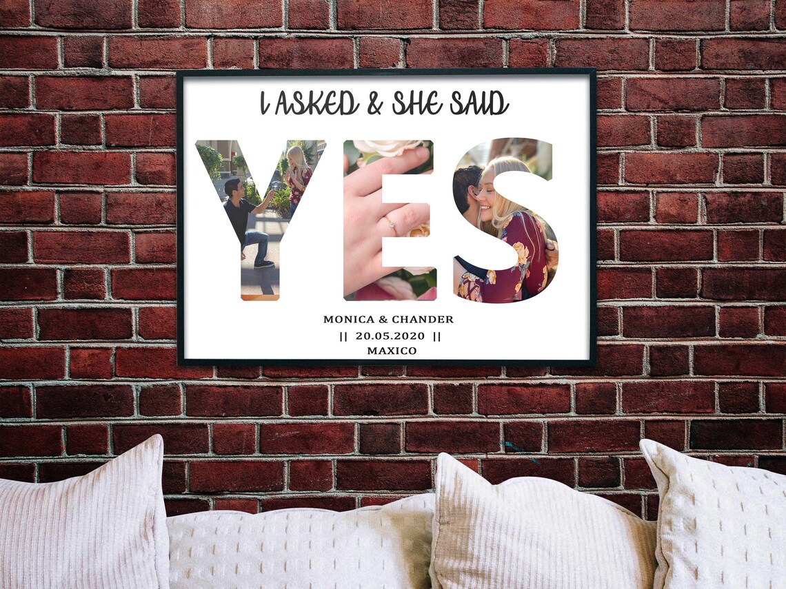 She Said Yes Custom Personalized Engagement Gift for Couple - Etsy
