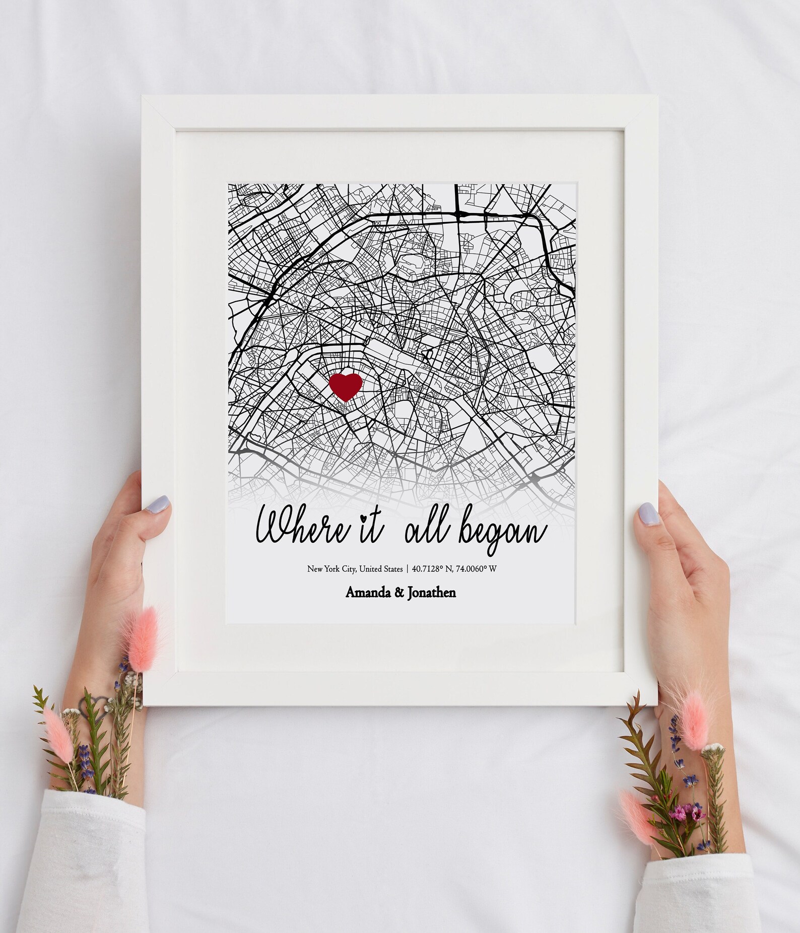 Where We Met Map /where It All Began /couple Map/ Gift for Her/ Gift ...