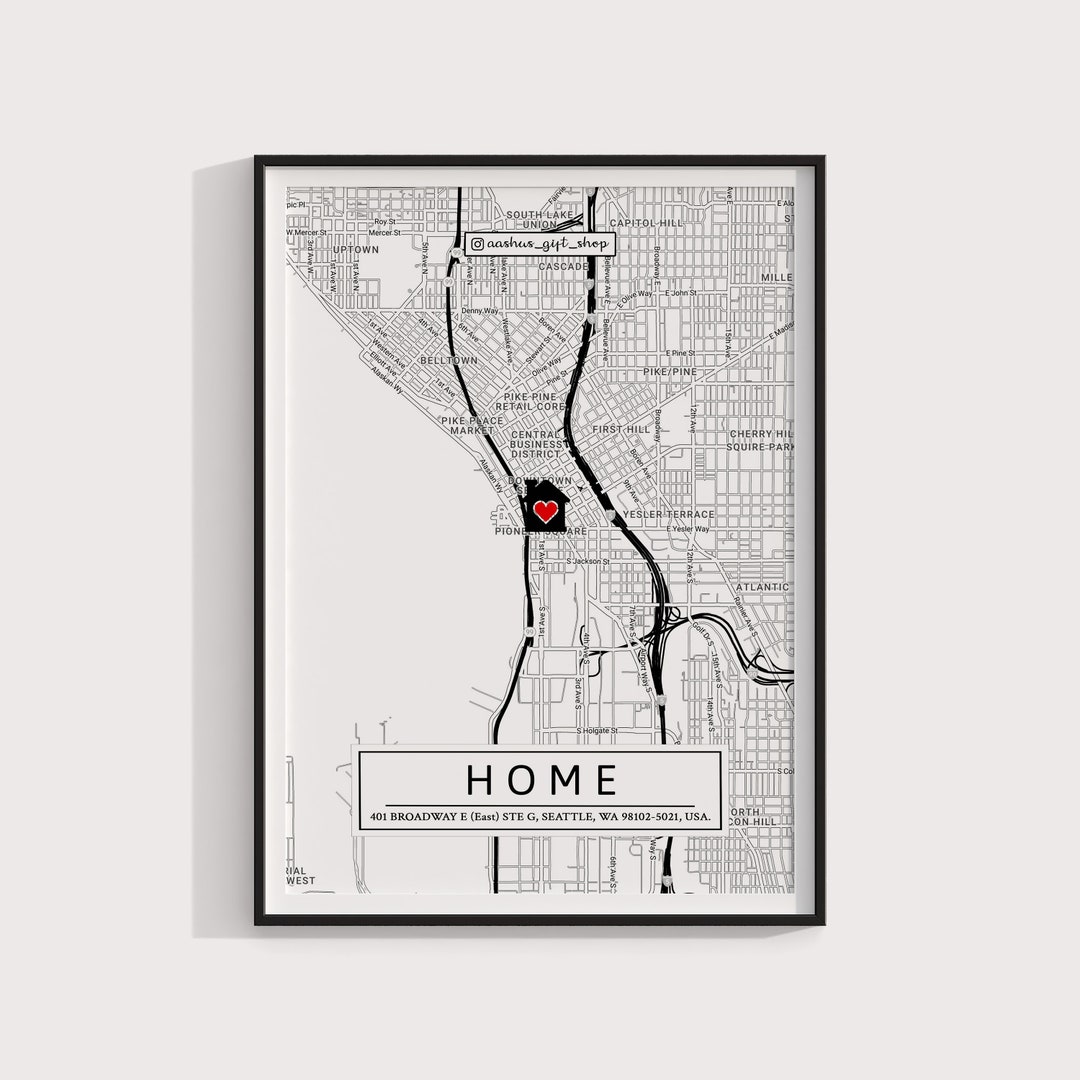 Custom Home Map Art Print – Personalized House Location Illustration ...
