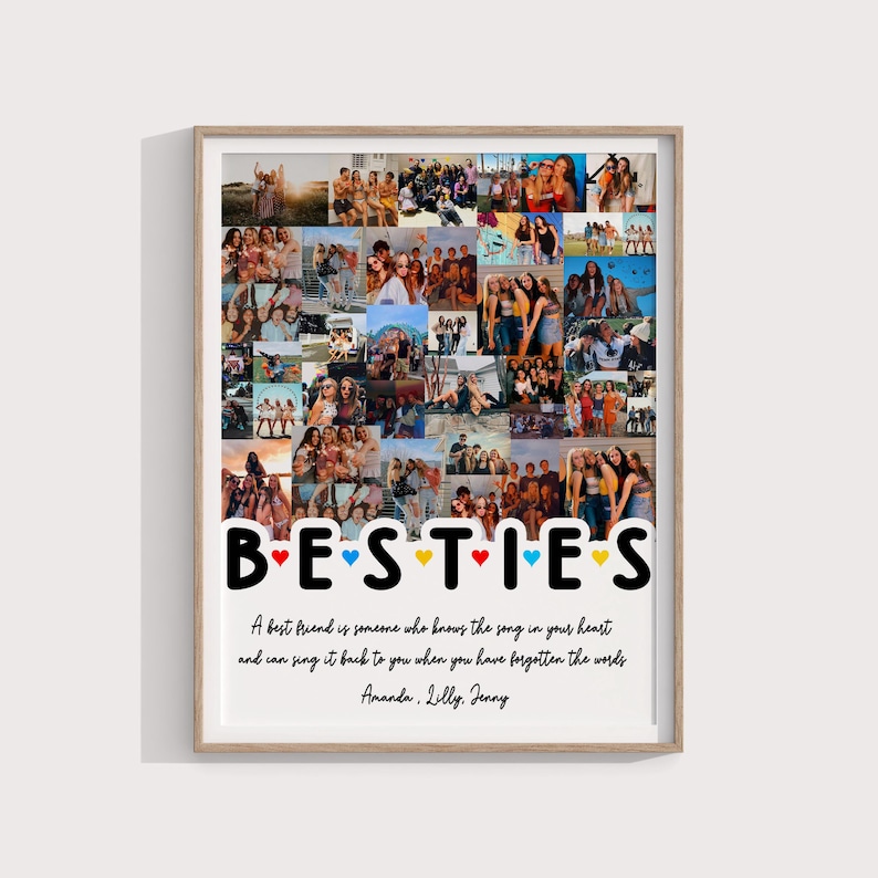 Besties Photo Collage Gift, Personalized Friend Picture Frame, Custom ...