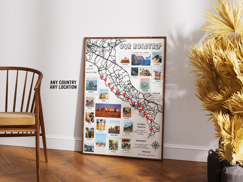 Custom Trip Route Map Poster – Minimalist Personalized Map of Your ...