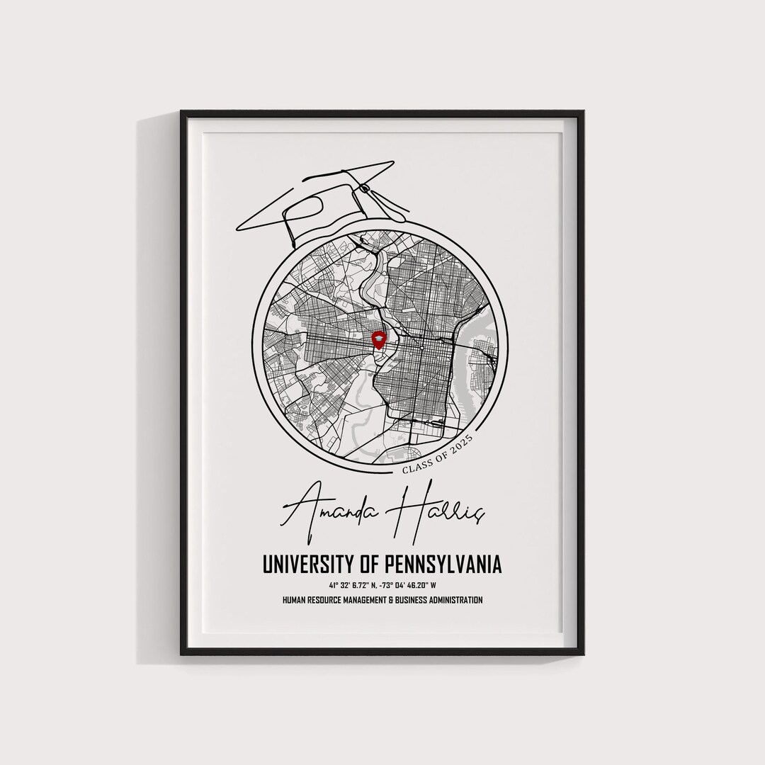 Graduation Map, University Graduation Gift, Custom Graduation Art ...