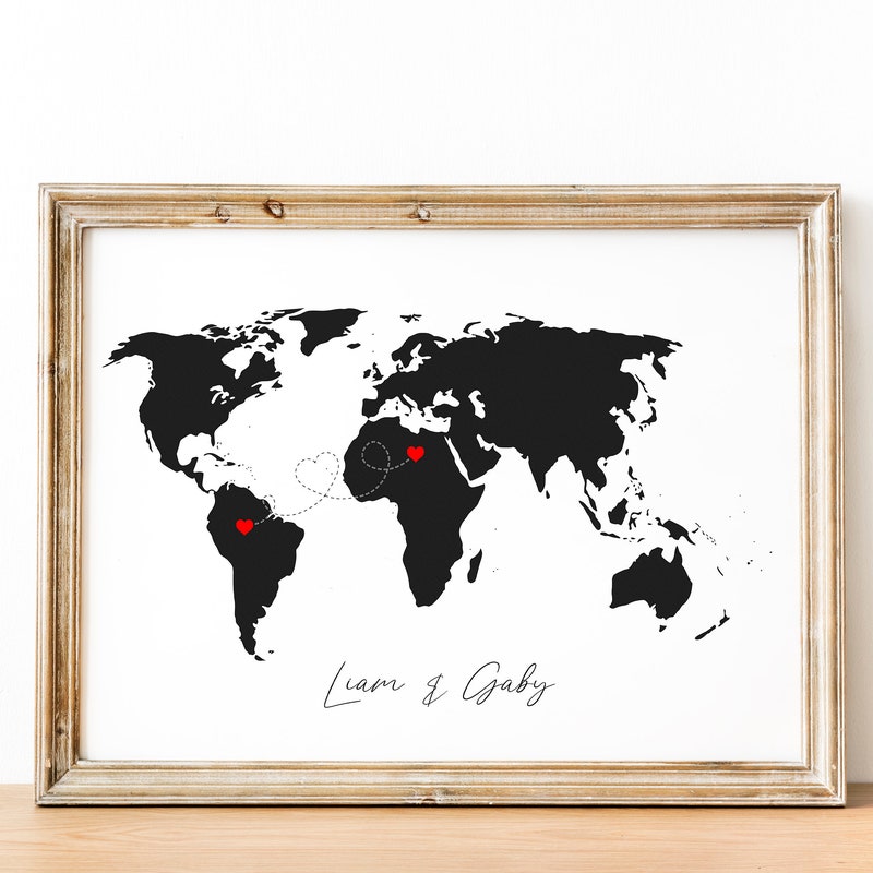 Long Distance Relationship Map - Etsy
