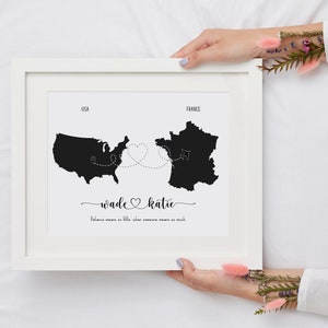 Personalised Map Print - Any Two Countries or States - Custom Map Art ...