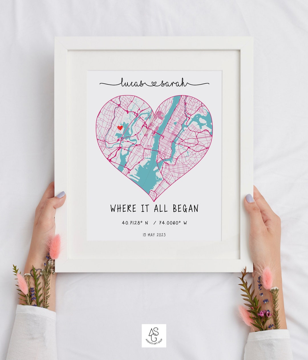 Dónde empezó todo Mapa de dónde nos conocimos Regalo de - Etsy España