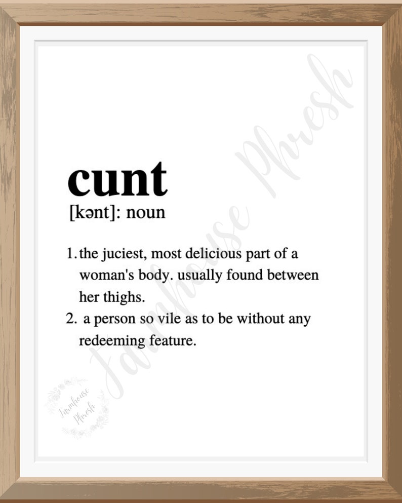 Cunt Definition Wall Art Printable Digital Download Edgy Etsy