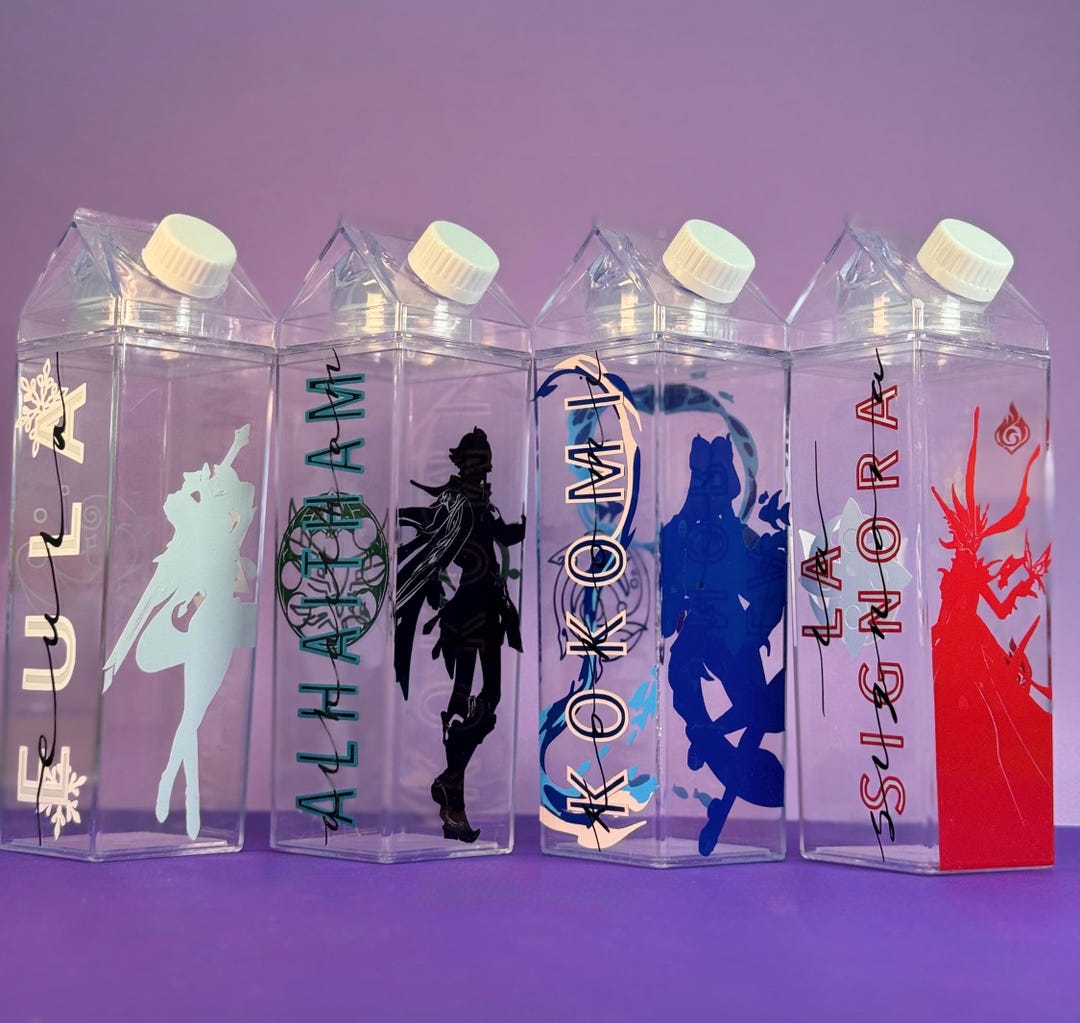 Genshin Impact Character Vinyl Milk Carton Water Bottle Merch (eula ...