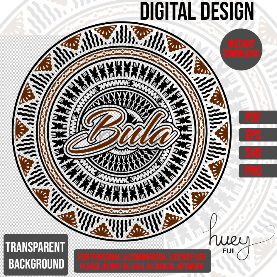 Fiji Tapa Masi Bula Vinaka SVG Design Polynesian Tribal | Etsy